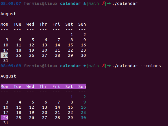 GitHub - pleets/calendar: Console Calendar